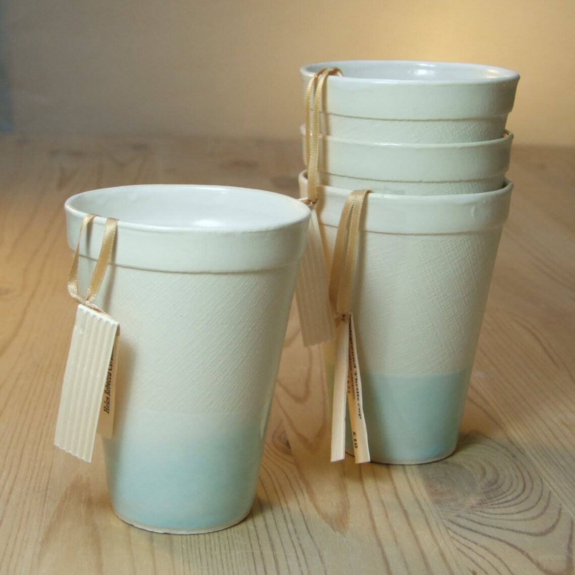 Blue and White Coffee Cups White Modern Ceramic Cups With - Etsy