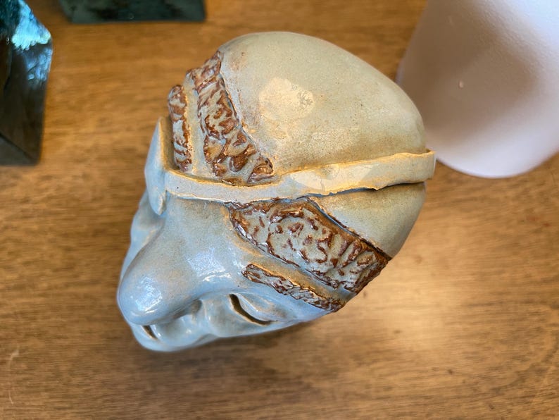 Vintage Ugly Pirate Face Art Pottery Bust With Light Blue Glaze - Etsy
