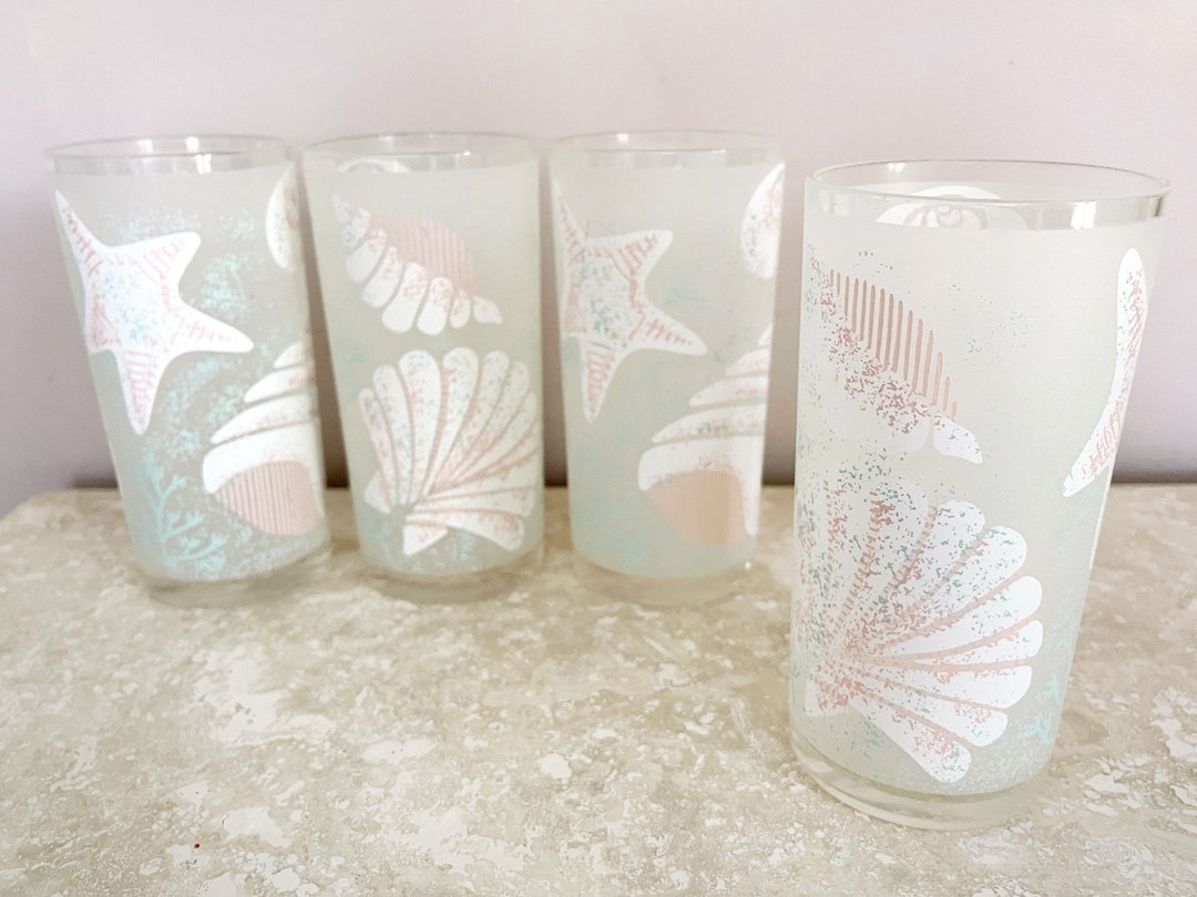 Vintage Plastic Stotter Seashell Glasses | Set of Four - Etsy