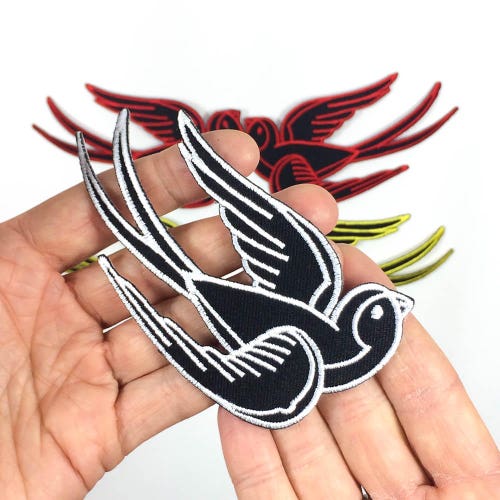 Pair of Swallow Iron on Patches Tattoo Inspired Customize Them | Etsy