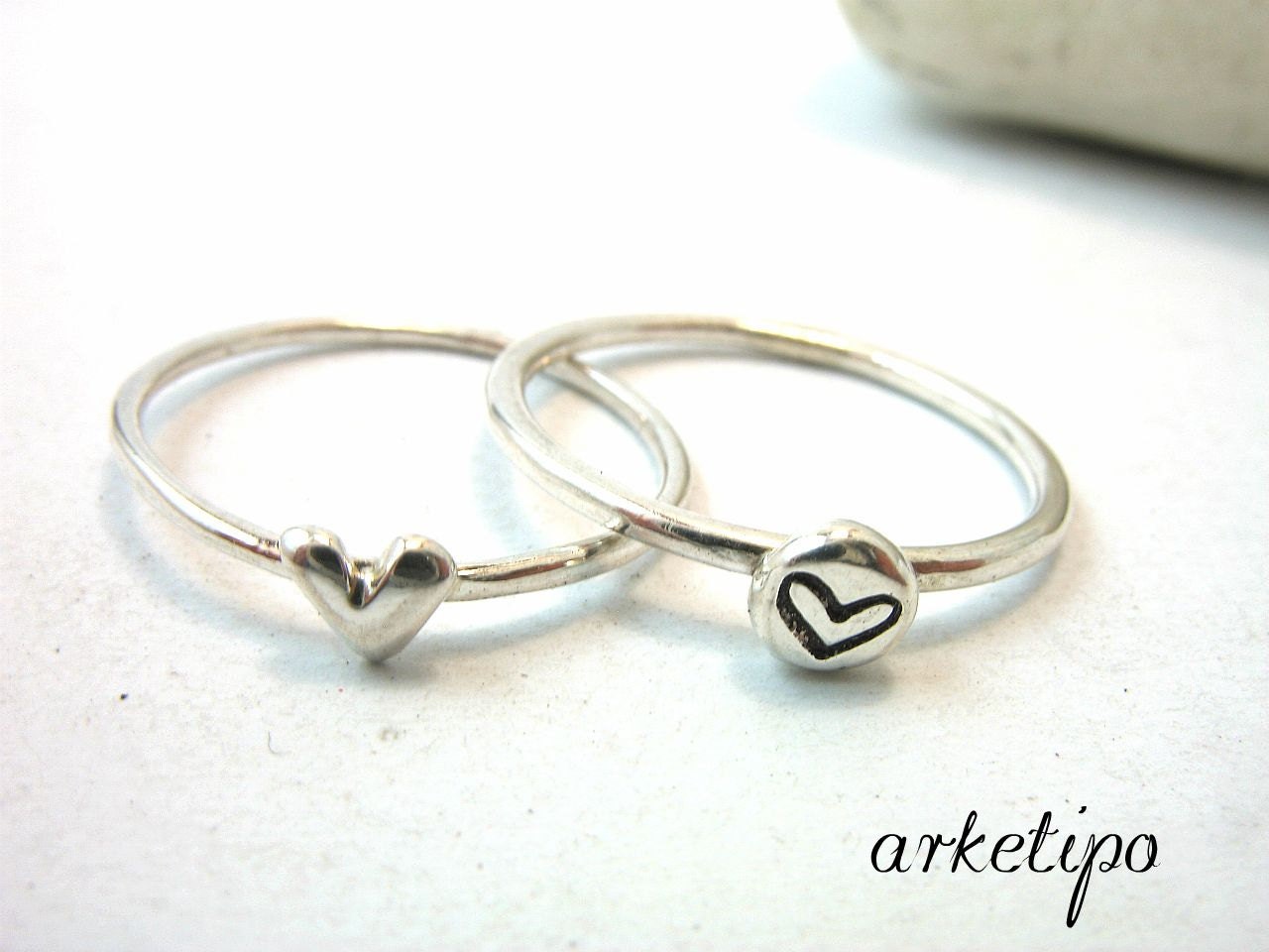 Sterling Silver Ring With Heart Hand Stamped Silver Heart - Etsy