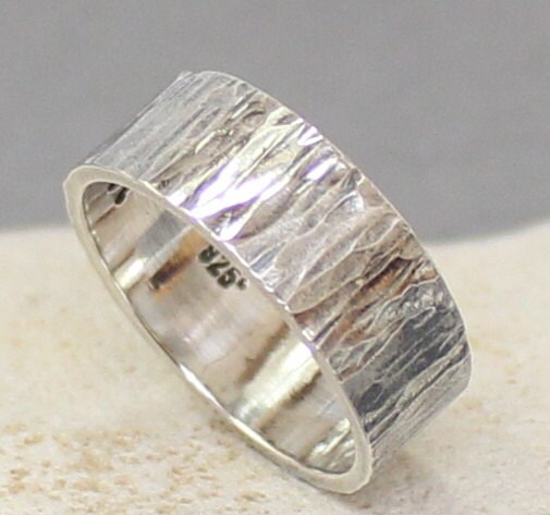 Silver Hammered Ring Personalized Inside Hammered Band - Etsy