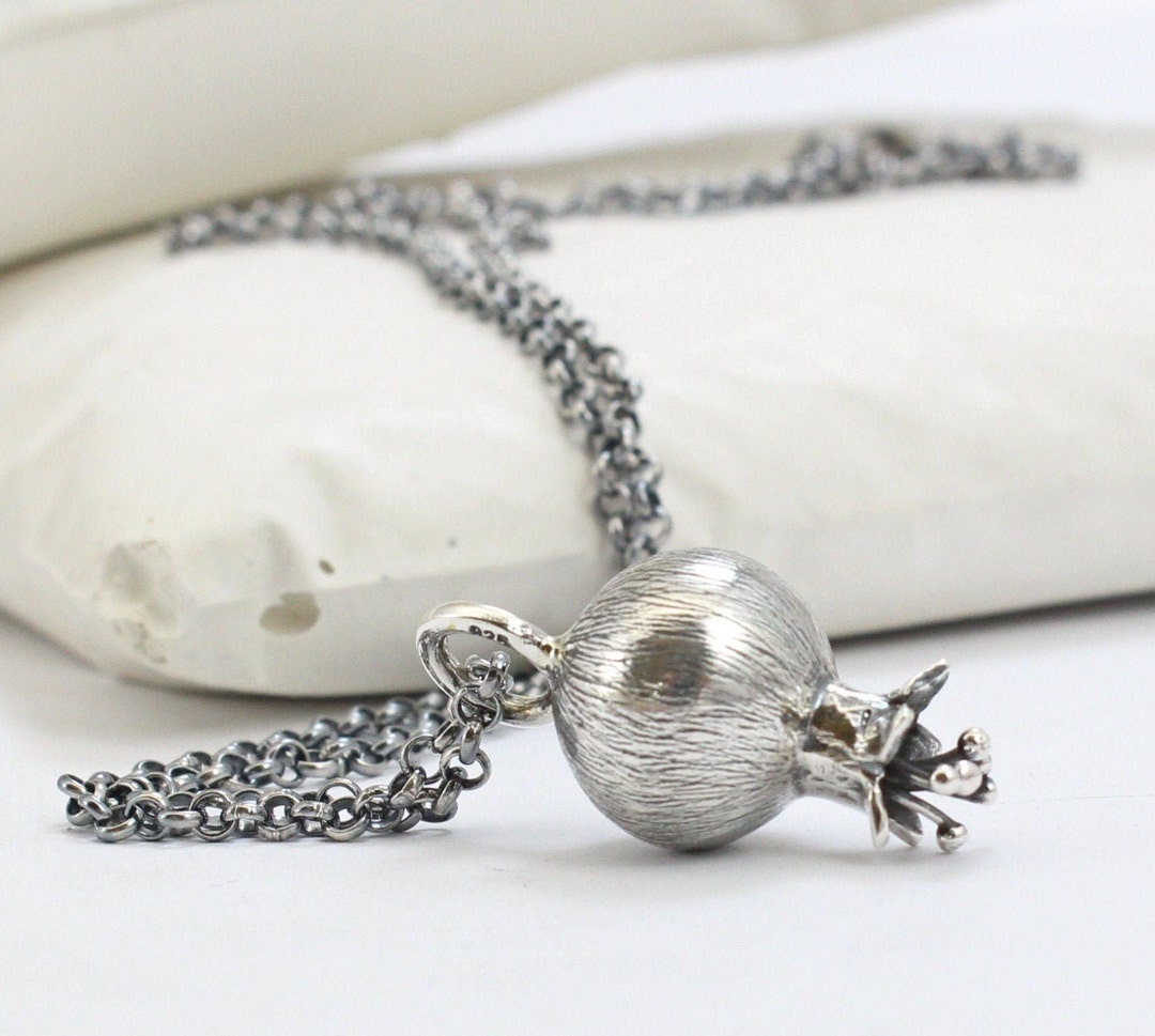 Handmade "pomegranate" Necklace of Sterling Silver With Sterling Silver ...
