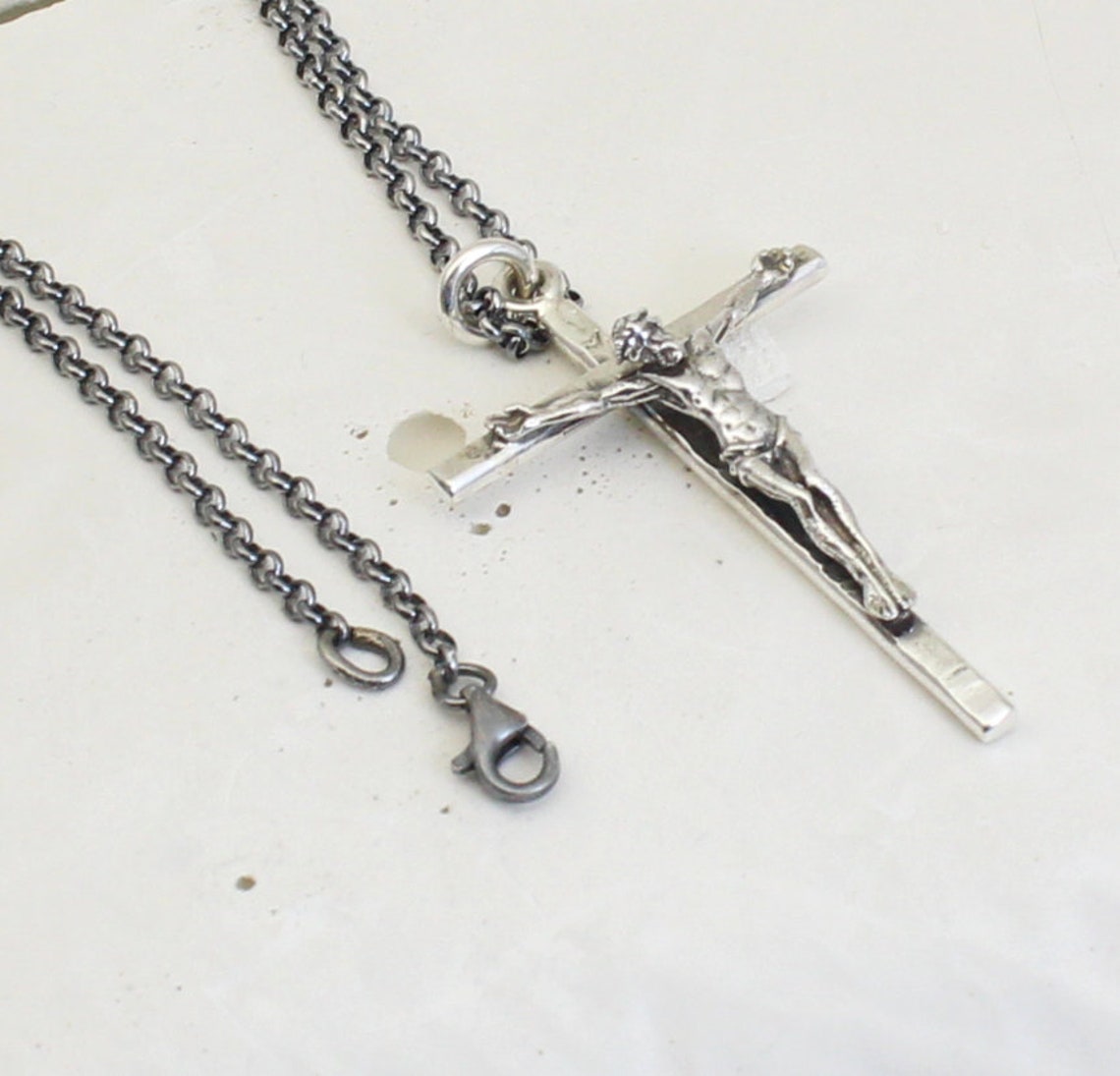 Christian Jesus Cross Necklace Made of Sterling Silver | Etsy