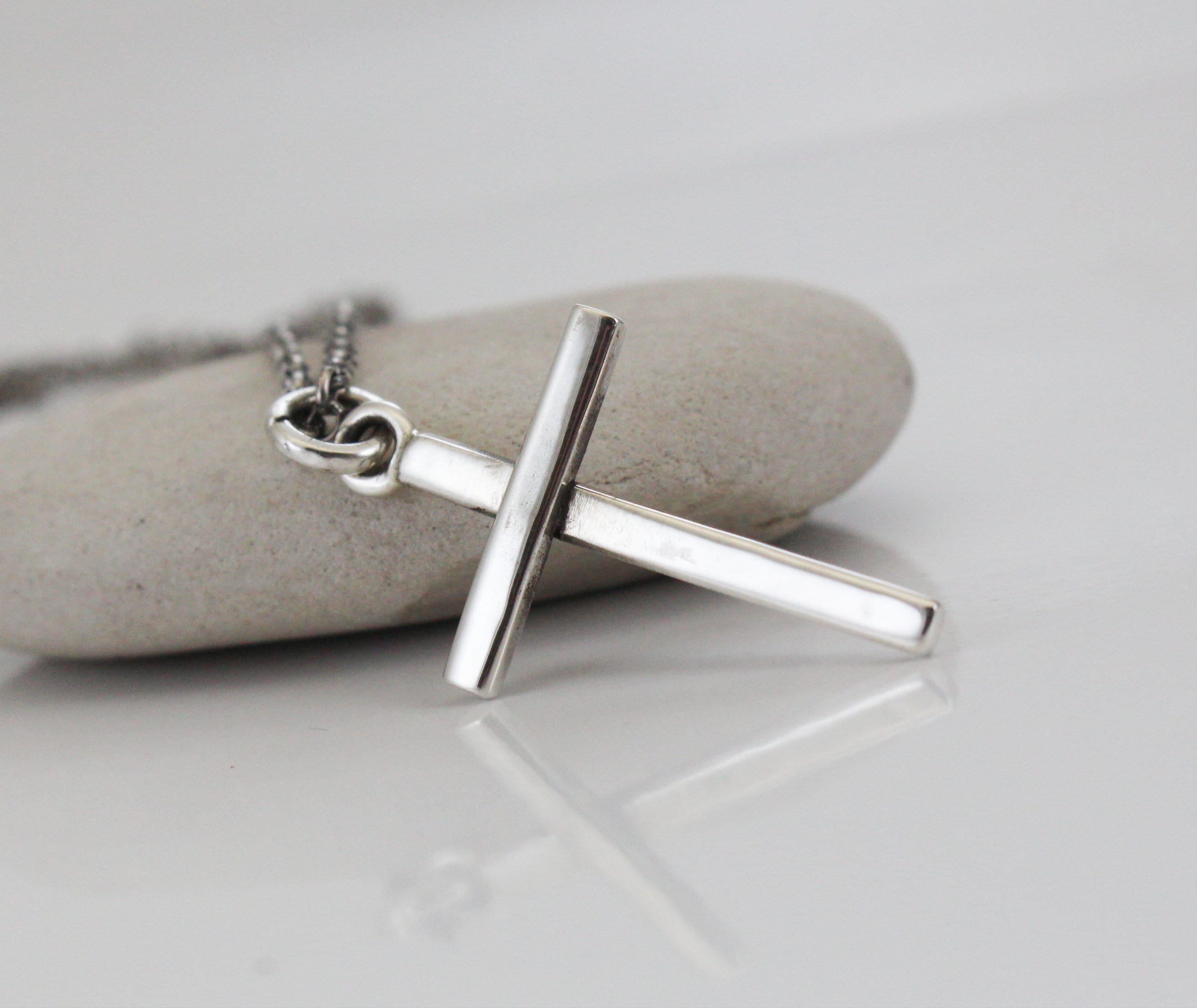 Classic Silver Cross Necklace Cross Pendant Sterling Silver | Etsy