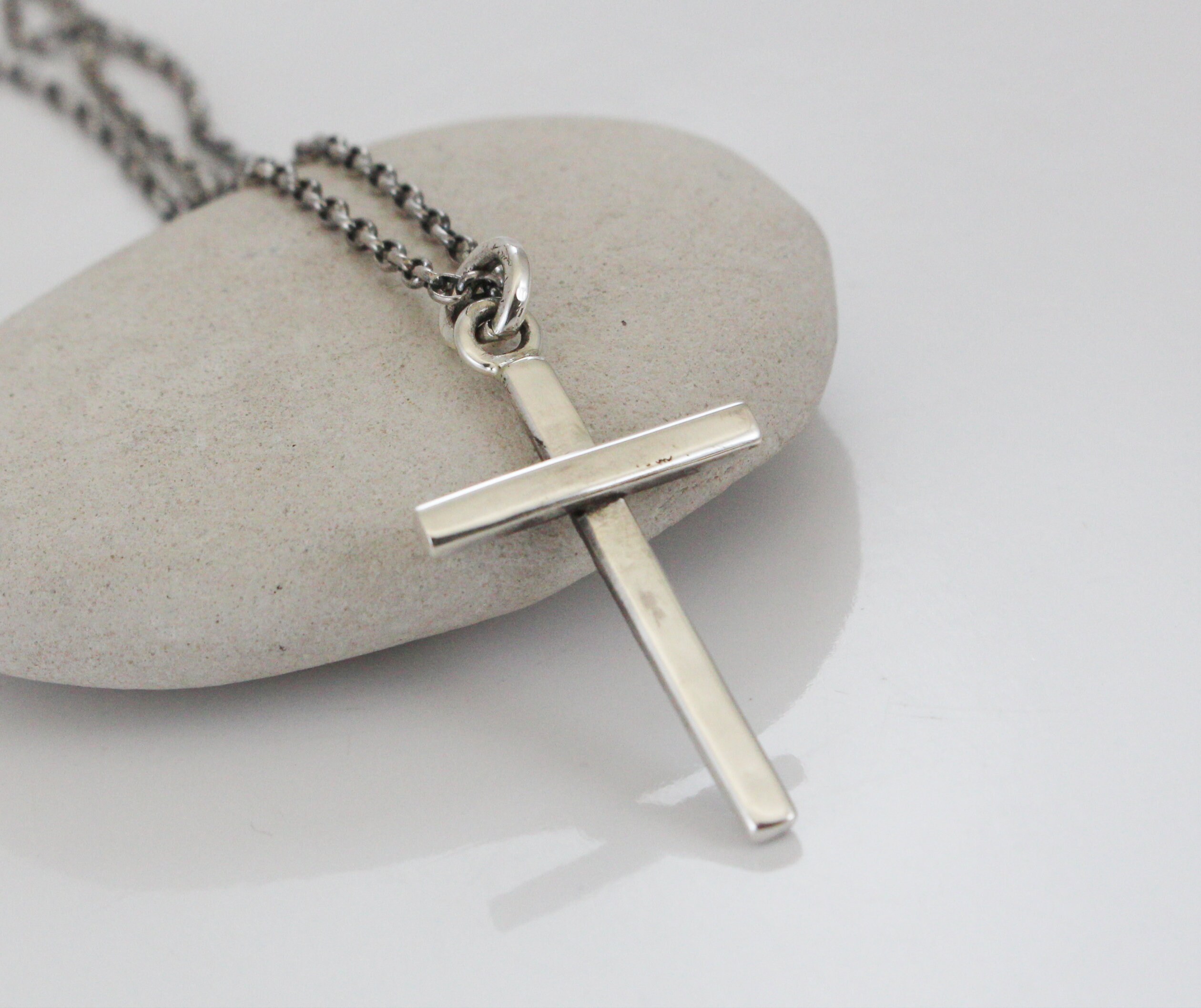 Classic Silver Cross Necklace Cross Pendant Sterling Silver | Etsy