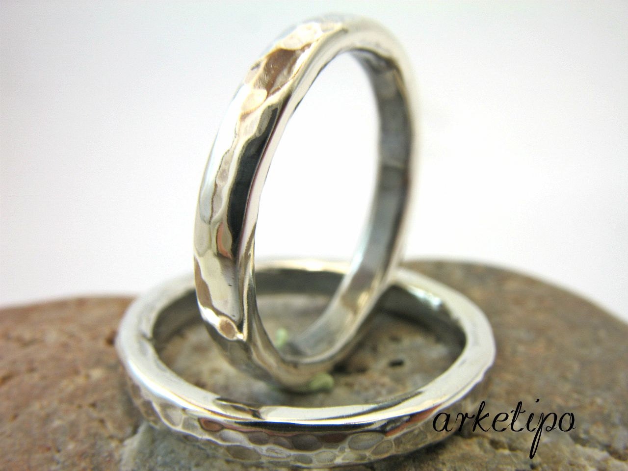 Handmade Sterling Silver Bands Wedding Ring Set Couple - Etsy