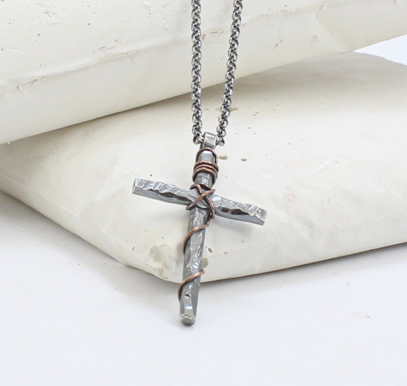 Mens Cross Necklace, Christian Cross, Sterling Silver- Black Oxidized ...