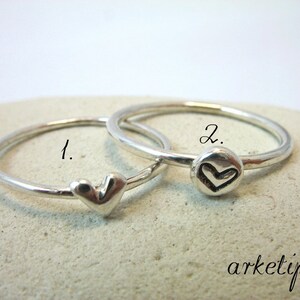 Sterling Silver Ring With Heart - Hand Stamped - Silver Heart Ring ...