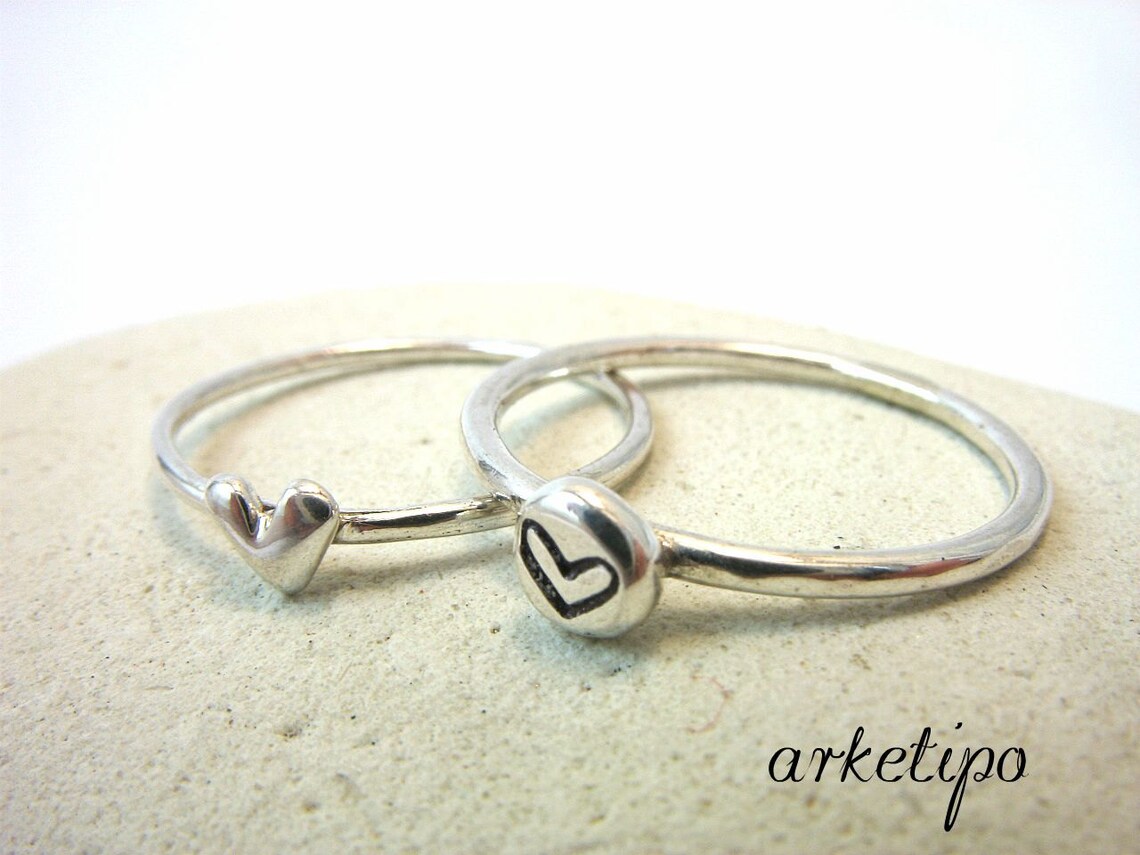 Sterling Silver Ring With Heart Hand Stamped Silver Heart | Etsy