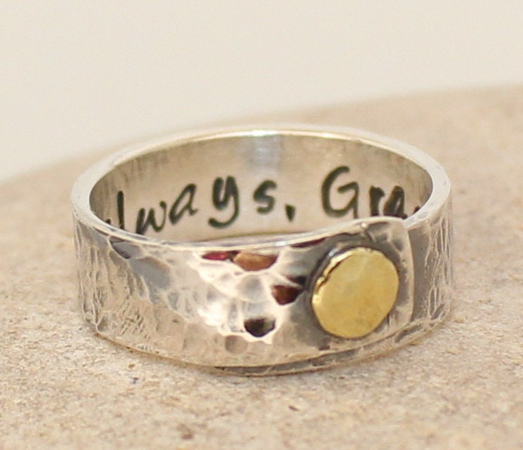 Personalized Sterling Silver Ring..handmade Hammered Sterling - Etsy