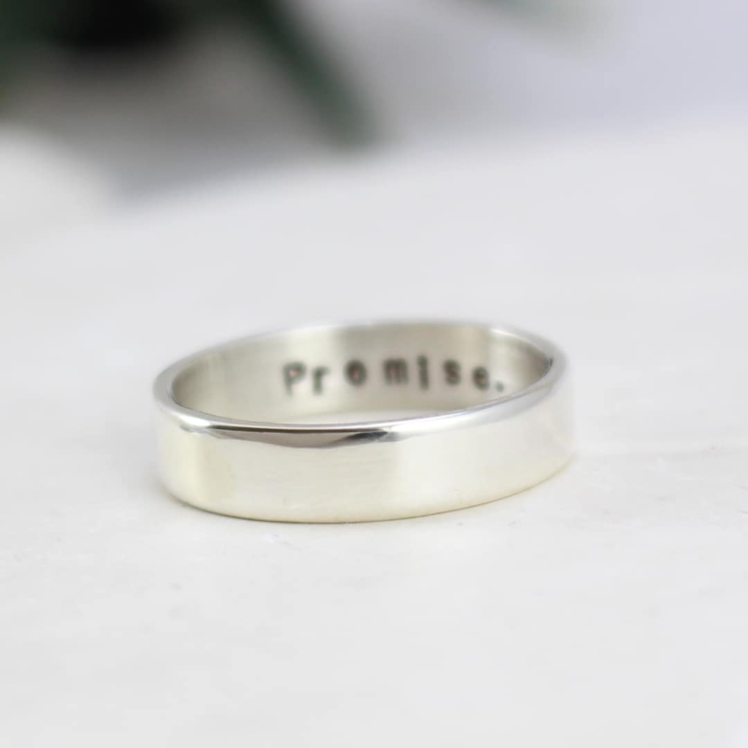 Personalized Silver Ring, Custom Engraving, Hammered or Smooth, Gift ...