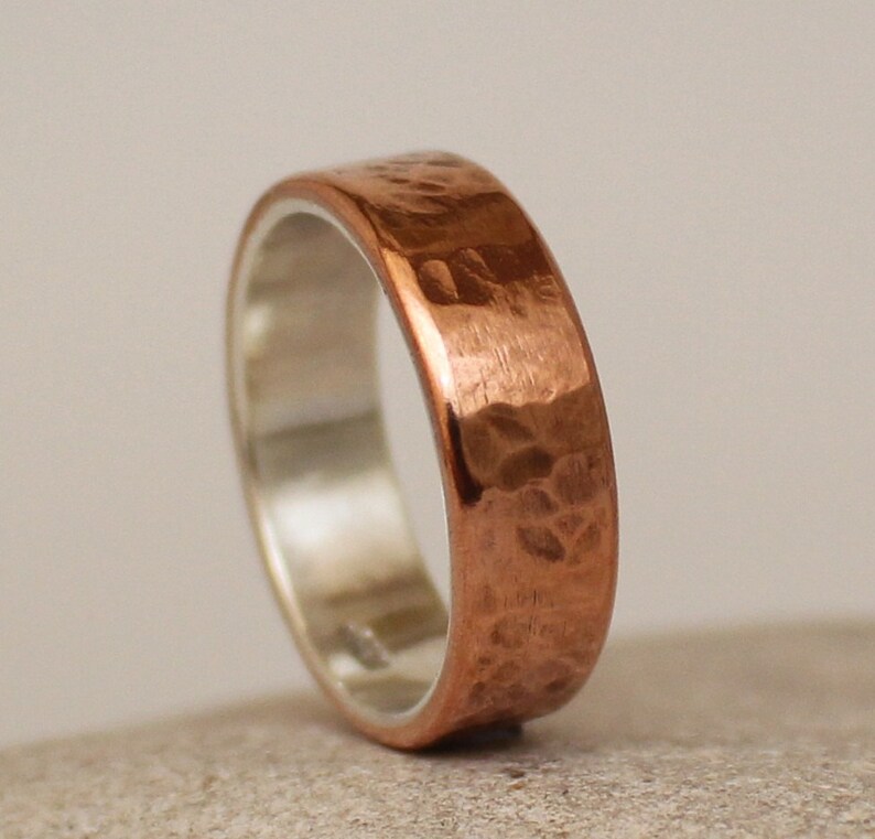 Personalized Sterling Silver and Copper Ring Men's - Etsy
