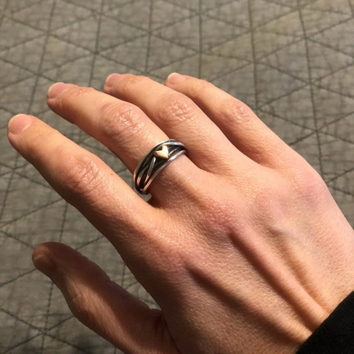 Sterling Silver Love Ring -copper Heart - Anniversary Gift Ring Love ...