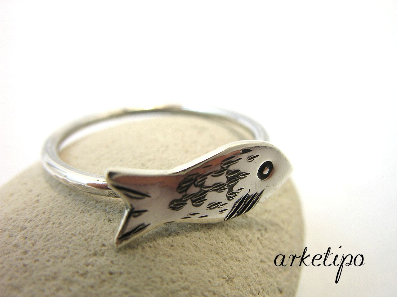 Sterling Silver Fish Ring Stackable / Midi / Stacking Ring | Etsy