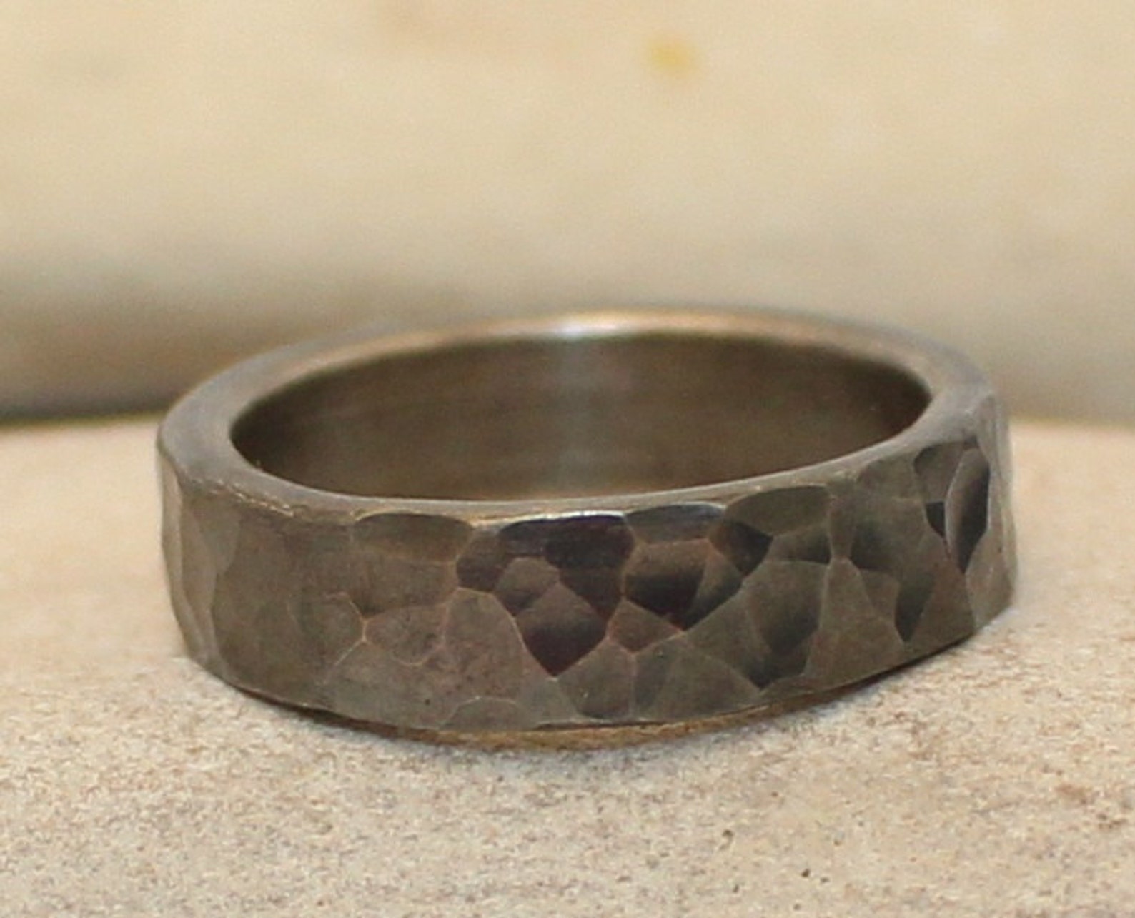 Personalized Sterling Silver Ring.. Hammered Oxidized Sterling - Etsy