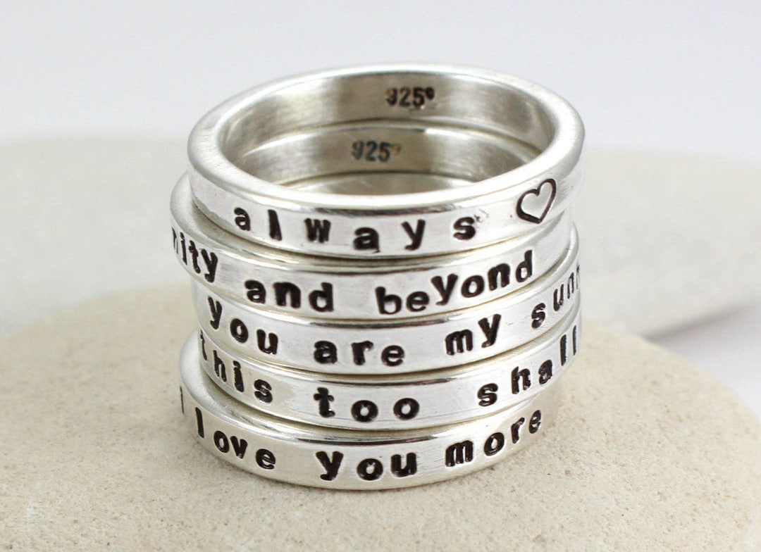 Personalized Sterling Silver Ring - Tiny Ring -couple's Ring- Wedding ...