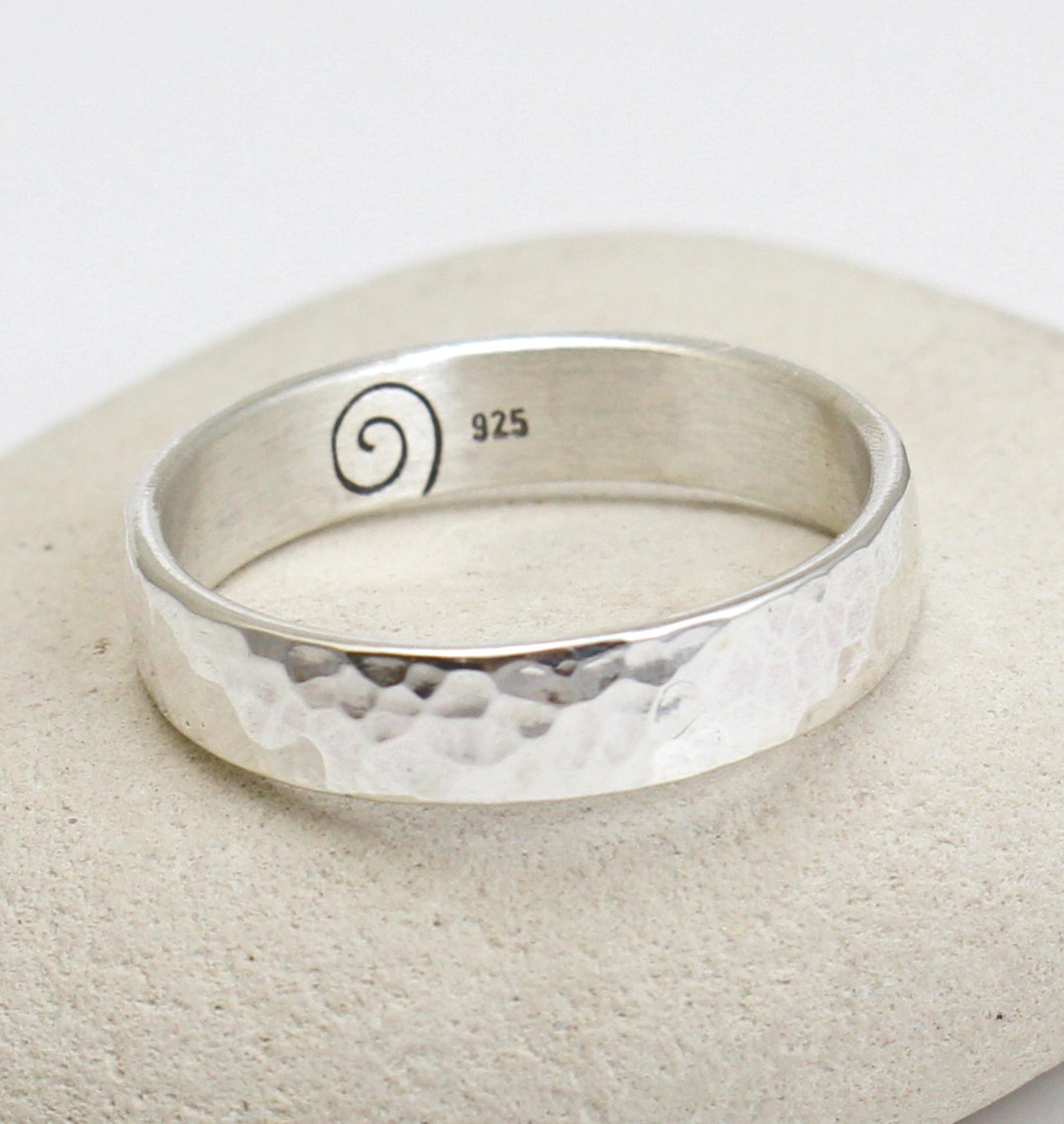 Silver Hammered Band Wedding Ring Inside Personalized - Etsy