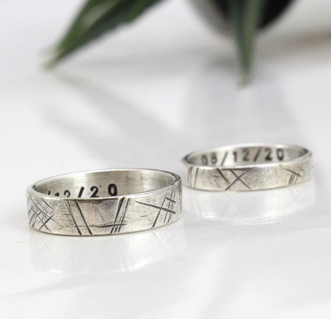 Silver Promise Rings, Hammered Wedding Bands, Couple's Rings ...