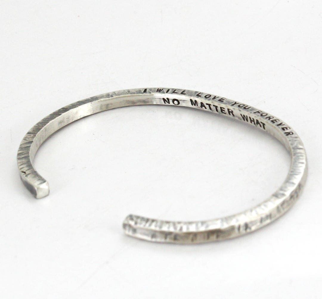 Personalized Four Side Cuff Bracelet- Sterling Silver Bangle - Custom ...