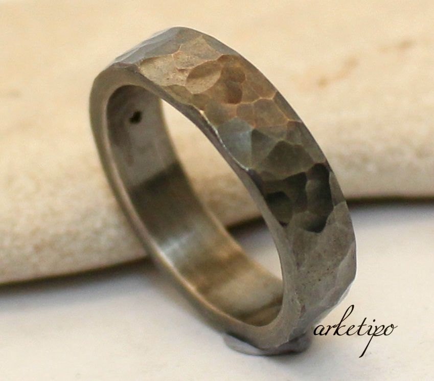 Personalized Sterling Silver Ring.. Hammered Oxidized Sterling | Etsy