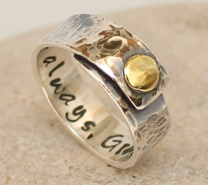 Personalized Sterling Silver Ring..handmade, Hammered Sterling Silver ...