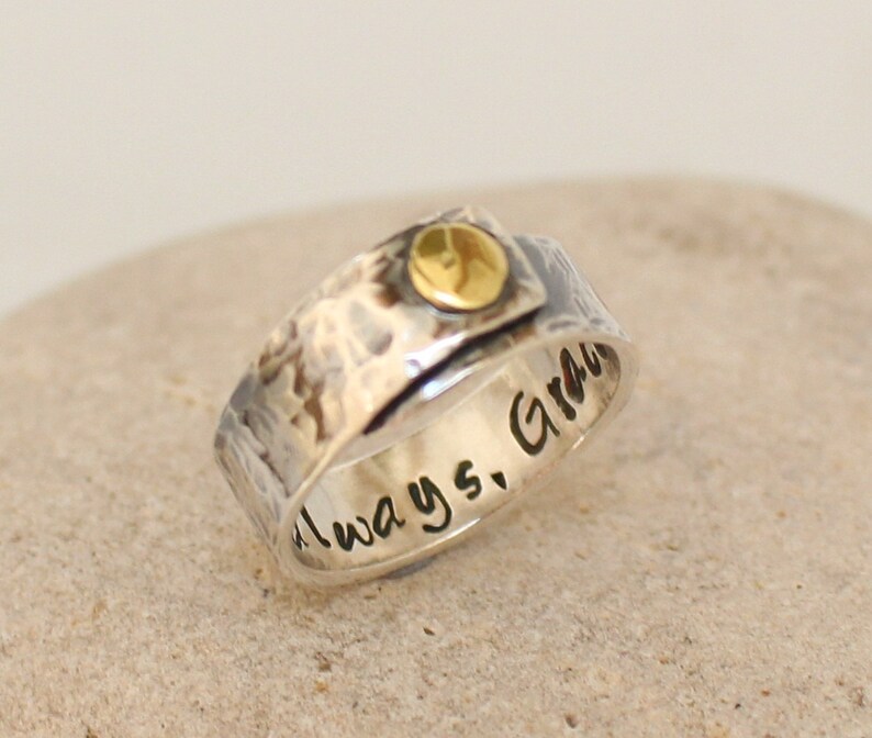 Personalized Sterling Silver Ring..handmade, Hammered Sterling Silver ...