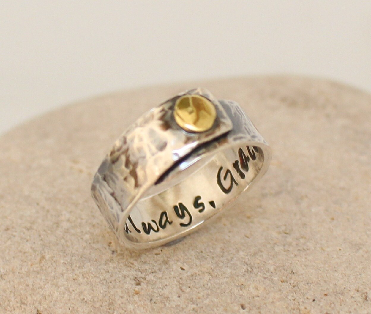 Personalized Sterling Silver Ring..handmade, Hammered Sterling Silver ...