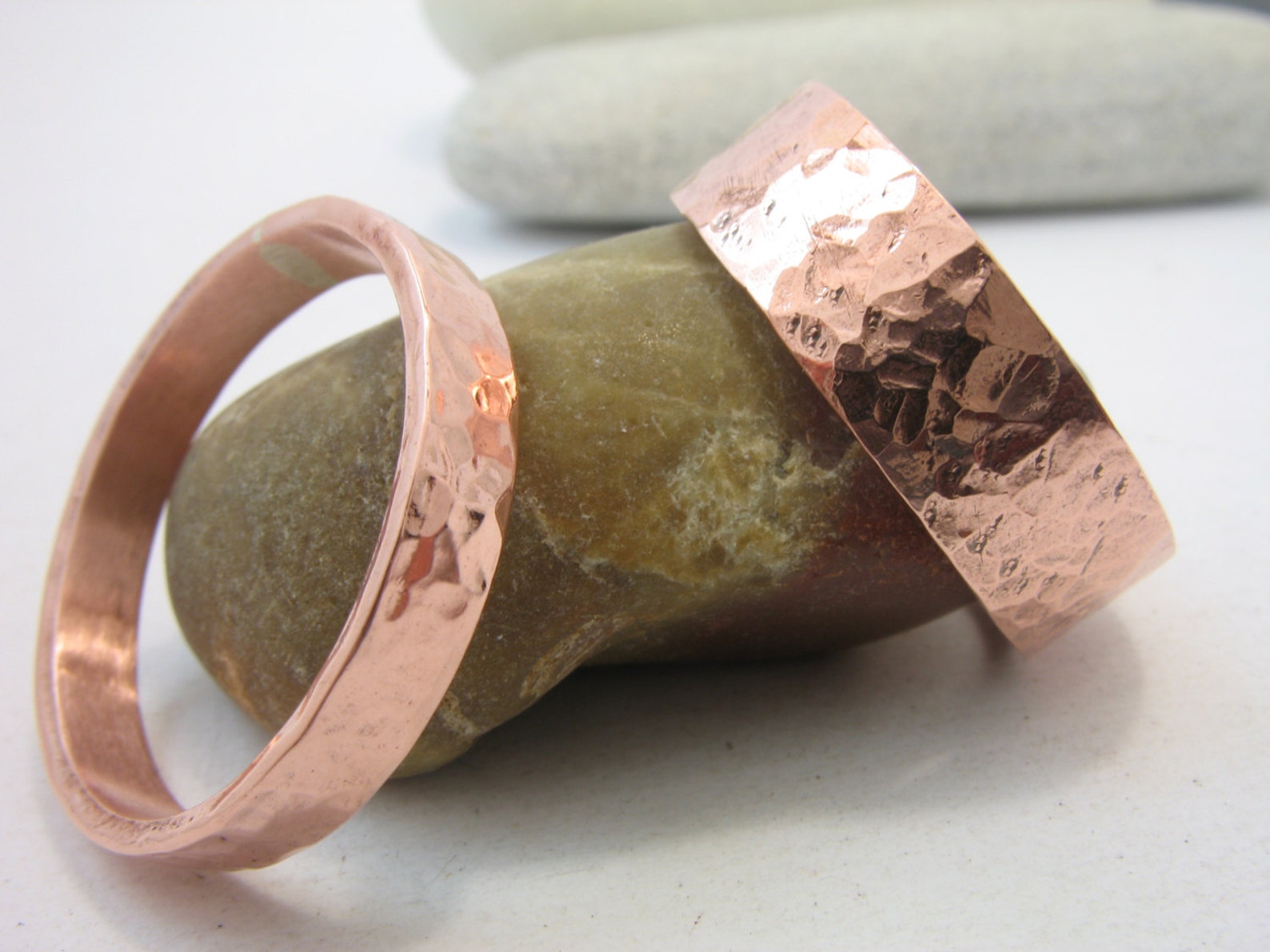 Personalized Copper Bands - Wedding Rings Set - Personalized - Hammered ...