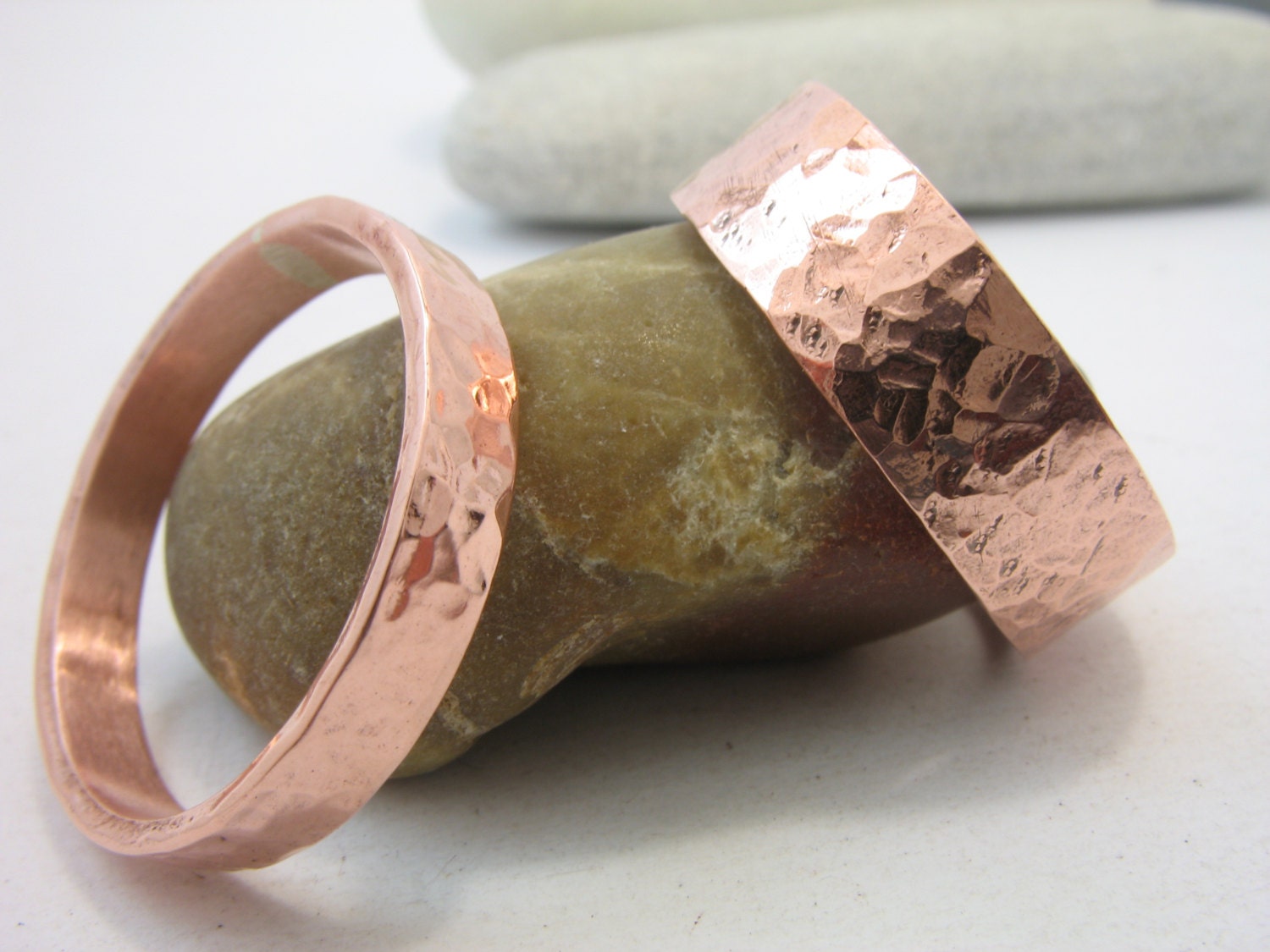 Personalized Copper Bands - Wedding Rings Set - Personalized - Hammered ...