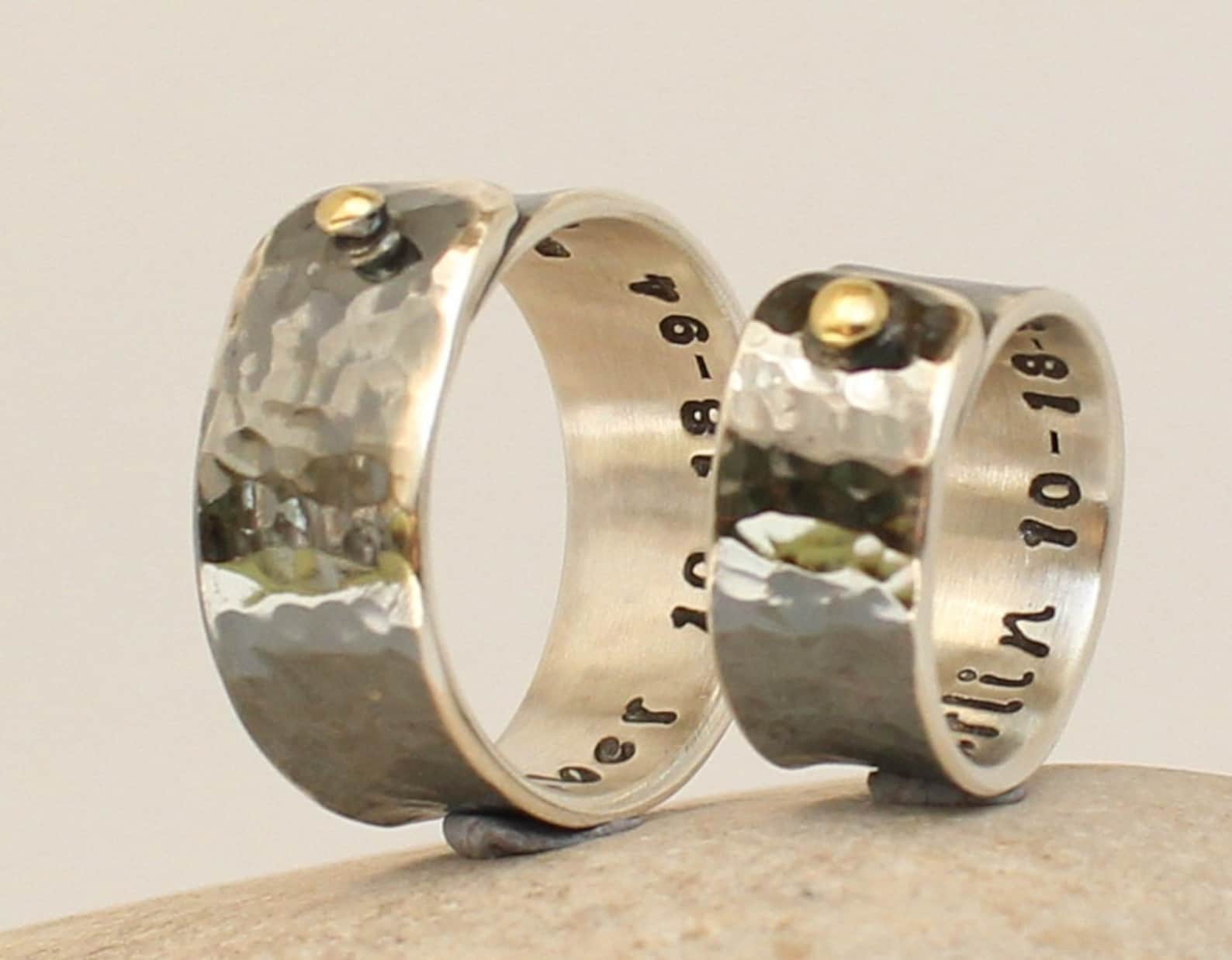 Personalized Sterling Silver Rings / Wedding Bands.. Couple - Etsy