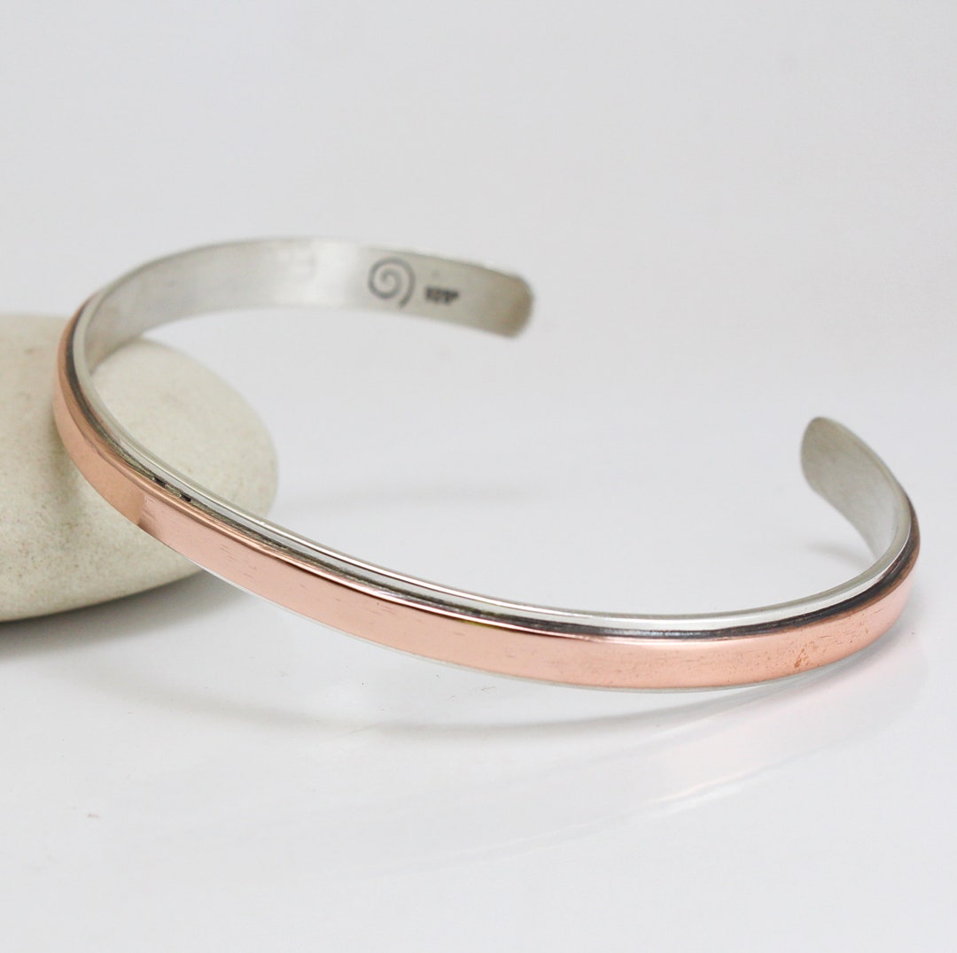 Sterling Silver and Copper Cuff Bracelet - Personalized - Custom ...