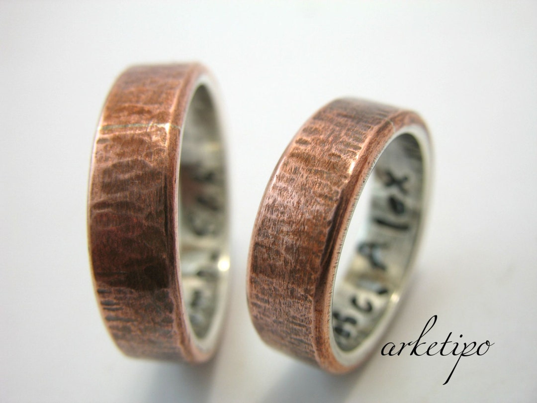 Couples Ring - Wedding Bands Set - Personalized Sterling Silver and ...