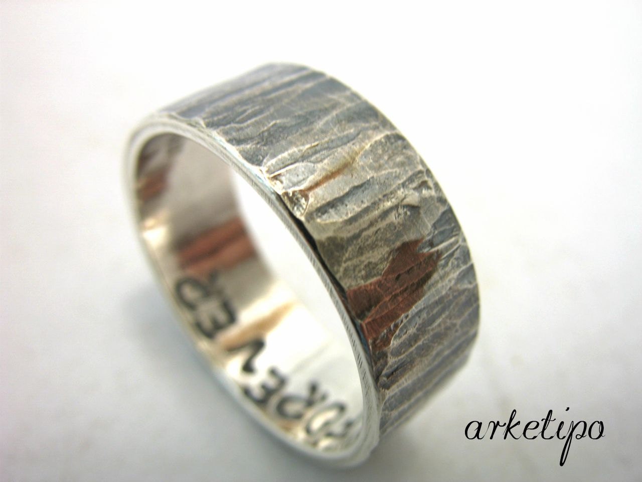 Personalized silver Ring / Band. Custom silver ring. Hammered | Etsy