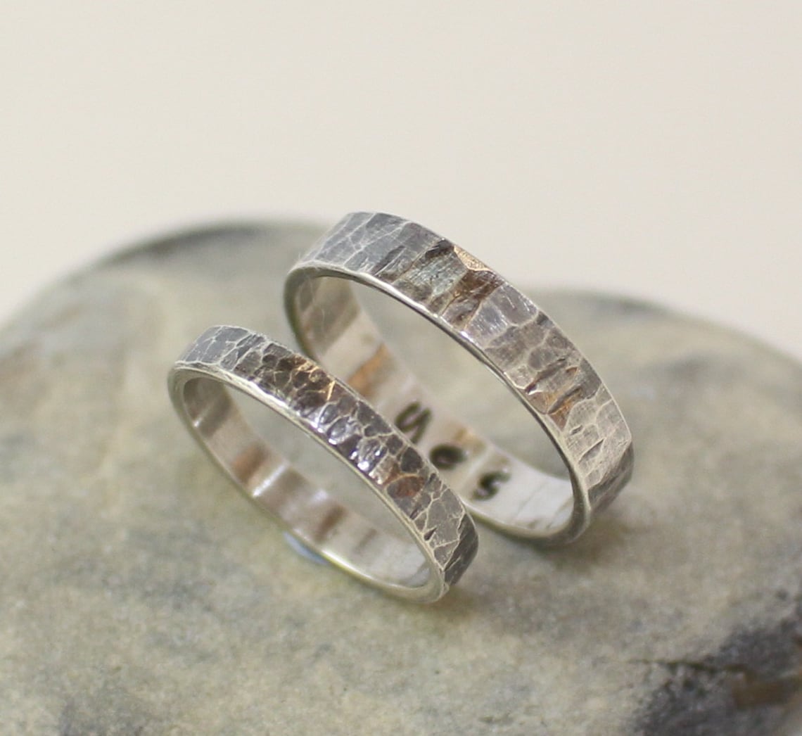 Couples Ring Wedding Rings Set Personalized Sterling - Etsy