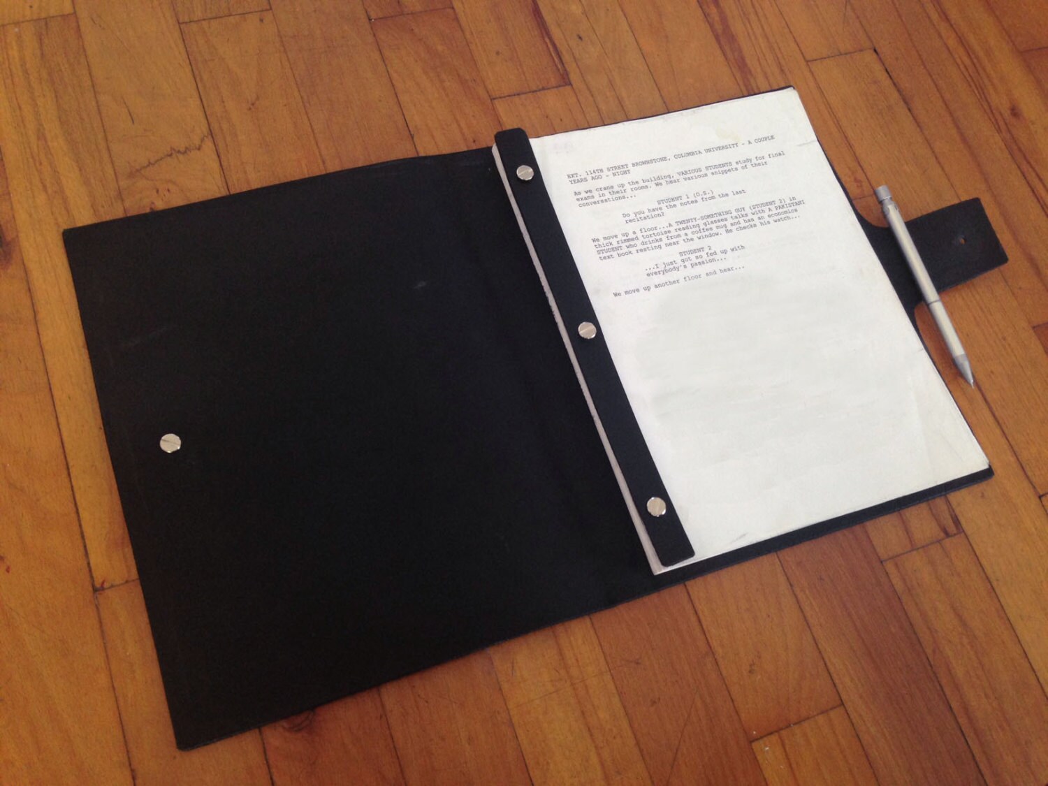 Black Leather Script Cover or Notebook Cover With Hand Painted Stripes ...