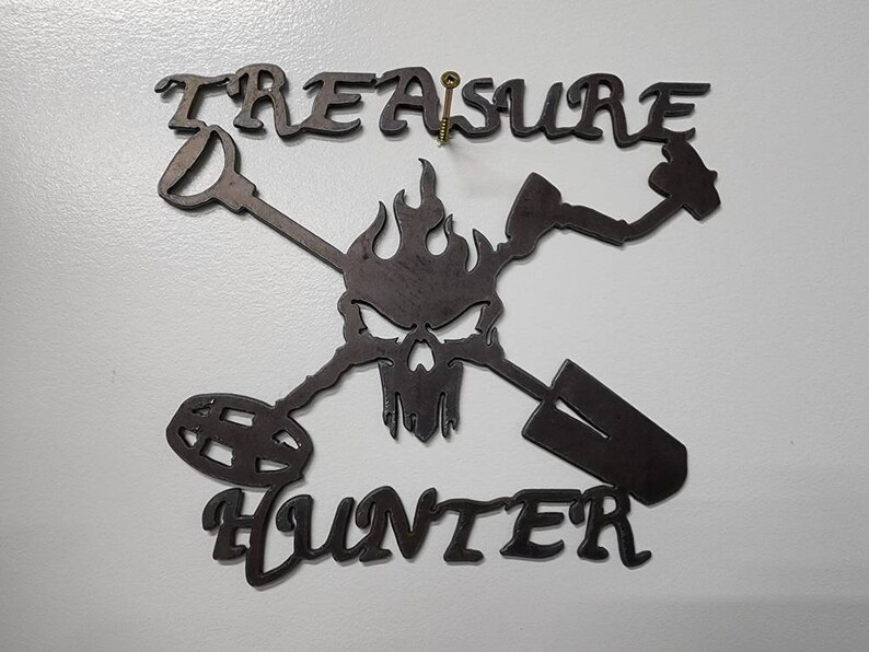 Metal Detector Steel Sign Treasure Hunter With Skull - Etsy