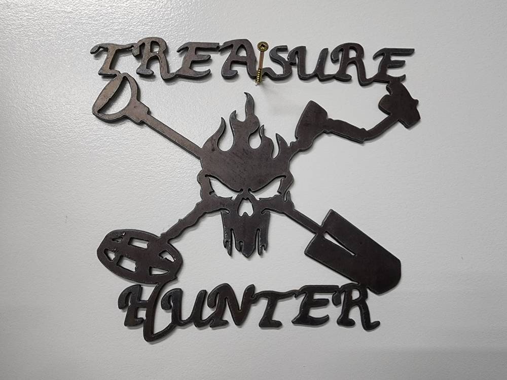 Metal Detector Steel Sign Treasure Hunter With Skull - Etsy