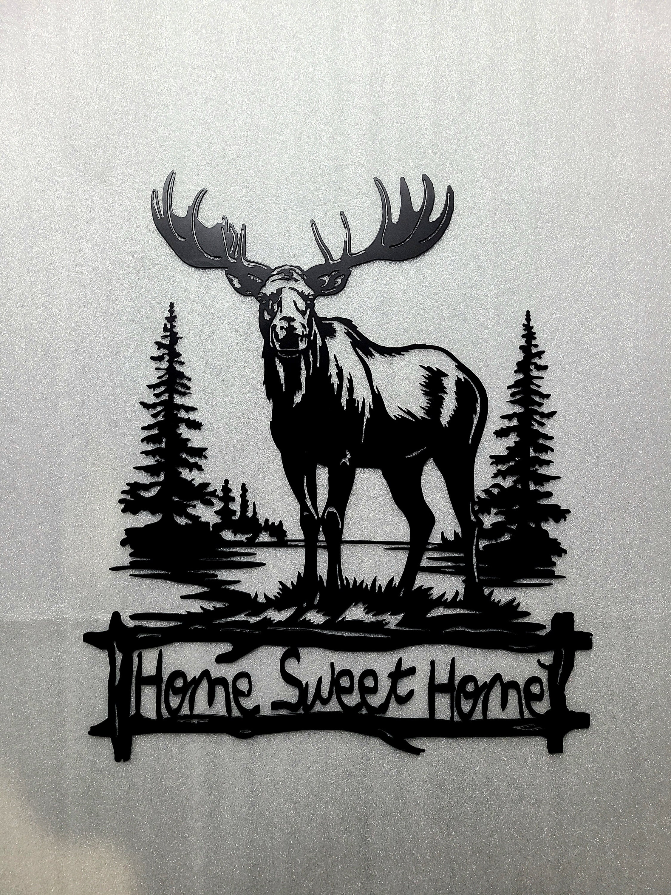 Moose Home Sweet Home Metal Cabin Sign - Etsy