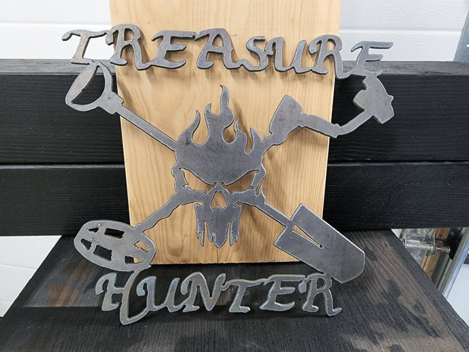 Metal Detector Steel Sign Treasure Hunter With Skull - Etsy