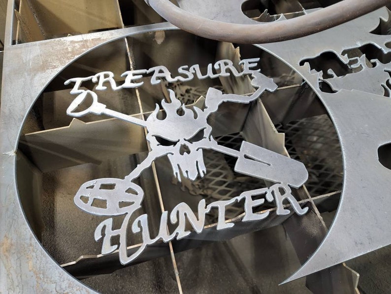 Metal Detector Steel Sign Treasure Hunter With Skull - Etsy