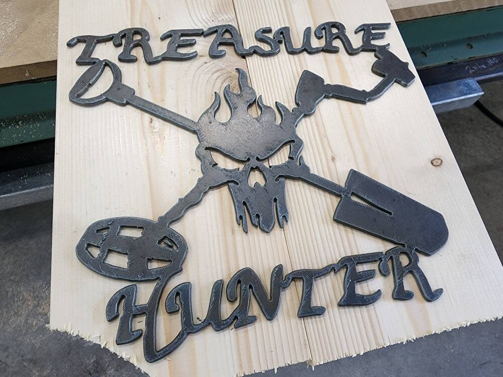 Metal Detector Steel Sign Treasure Hunter With Skull - Etsy
