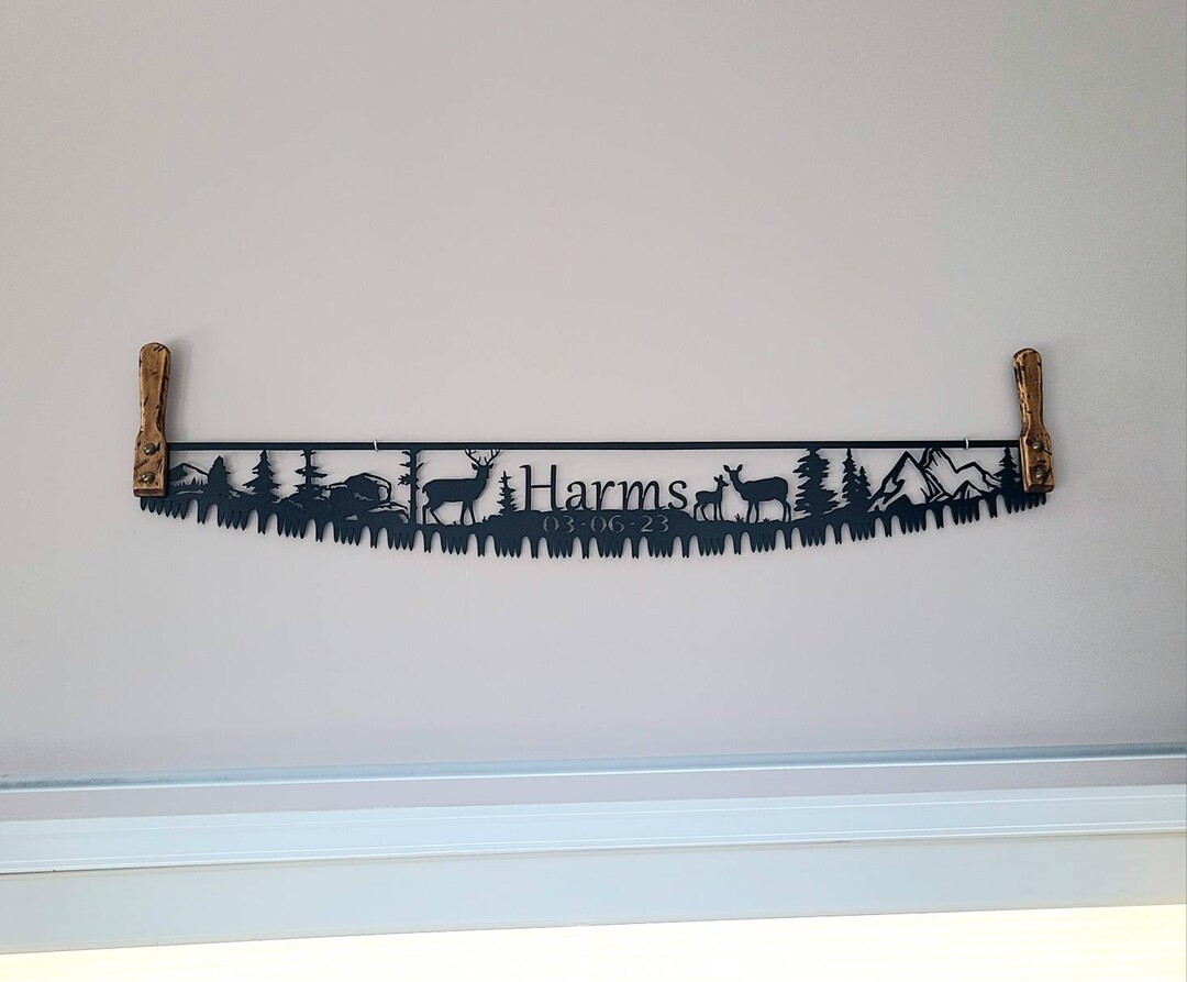 Cabin Cross-cut Plasma Cut Saw Replica With Wildlife Art and Custom ...