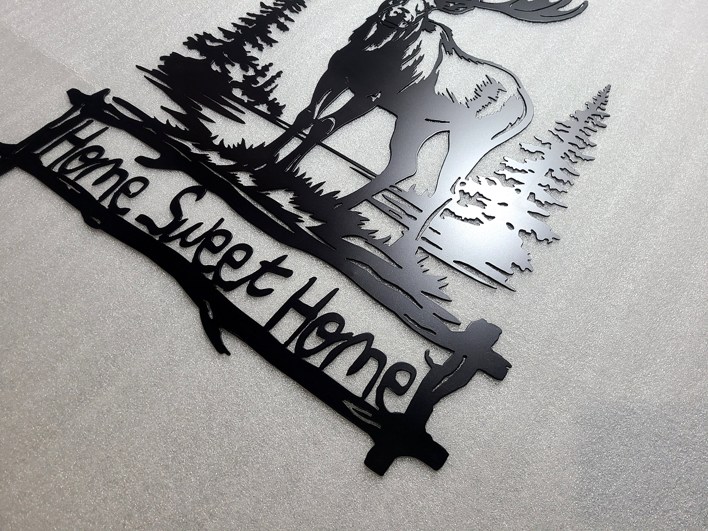 Moose Home Sweet Home Metal Cabin Sign - Etsy
