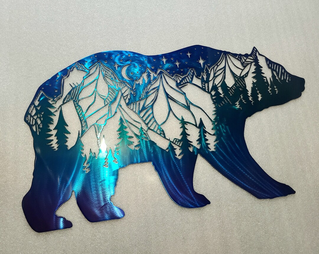 Northern Lights Aurora Bear Metal Wall Art - Etsy