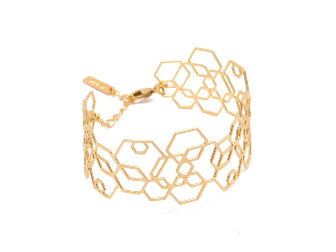 Gold Bangle, Geometric Bangle Bracelet, Rose Gold Bracelet, Gold Cuff ...