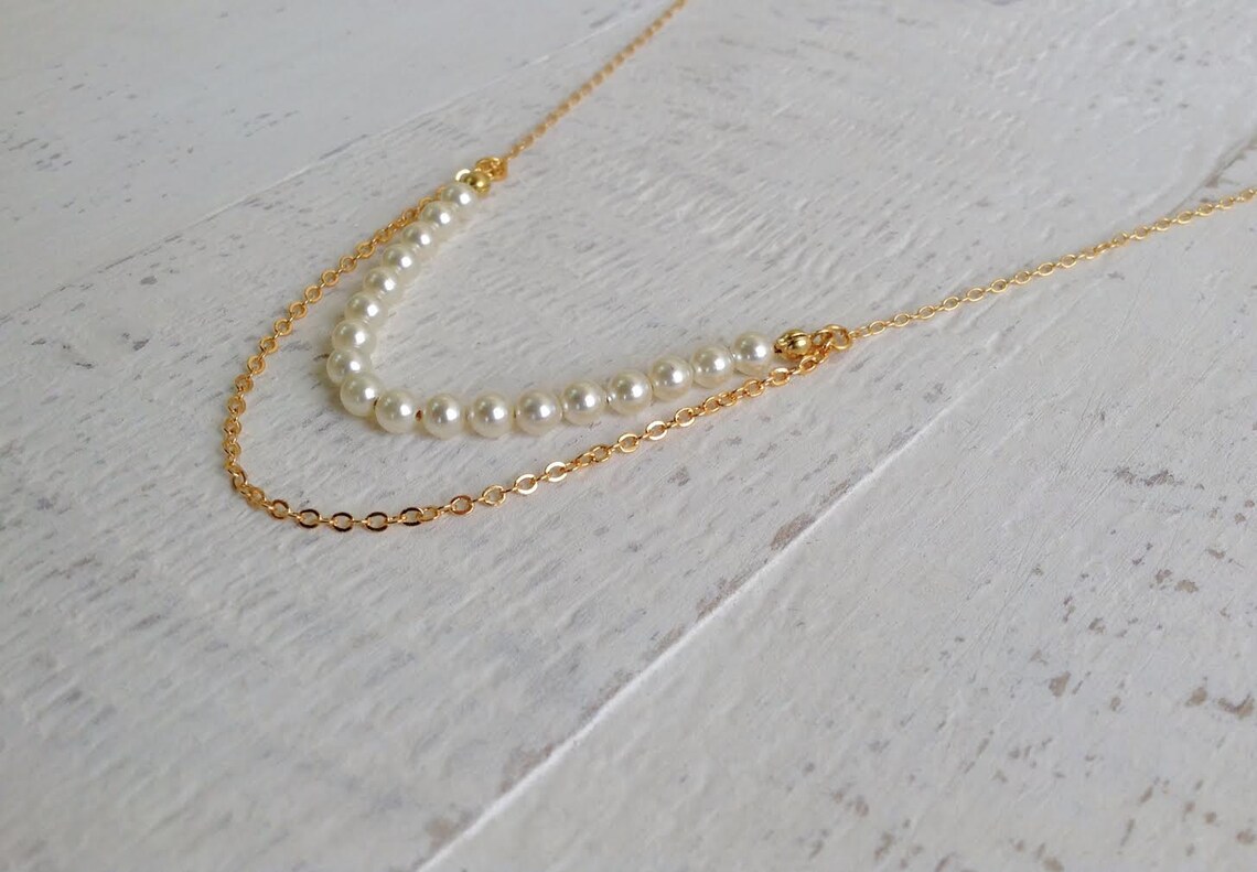 Pearls & Gold Layered Necklace, Pearl Necklace, Gold Necklace ...