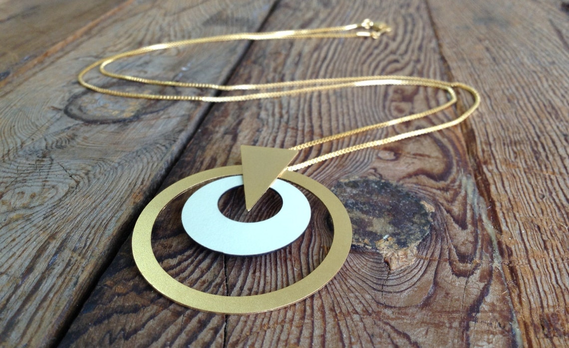 Mod Necklace Long Necklace Wood Jewelry Geometric Necklace | Etsy