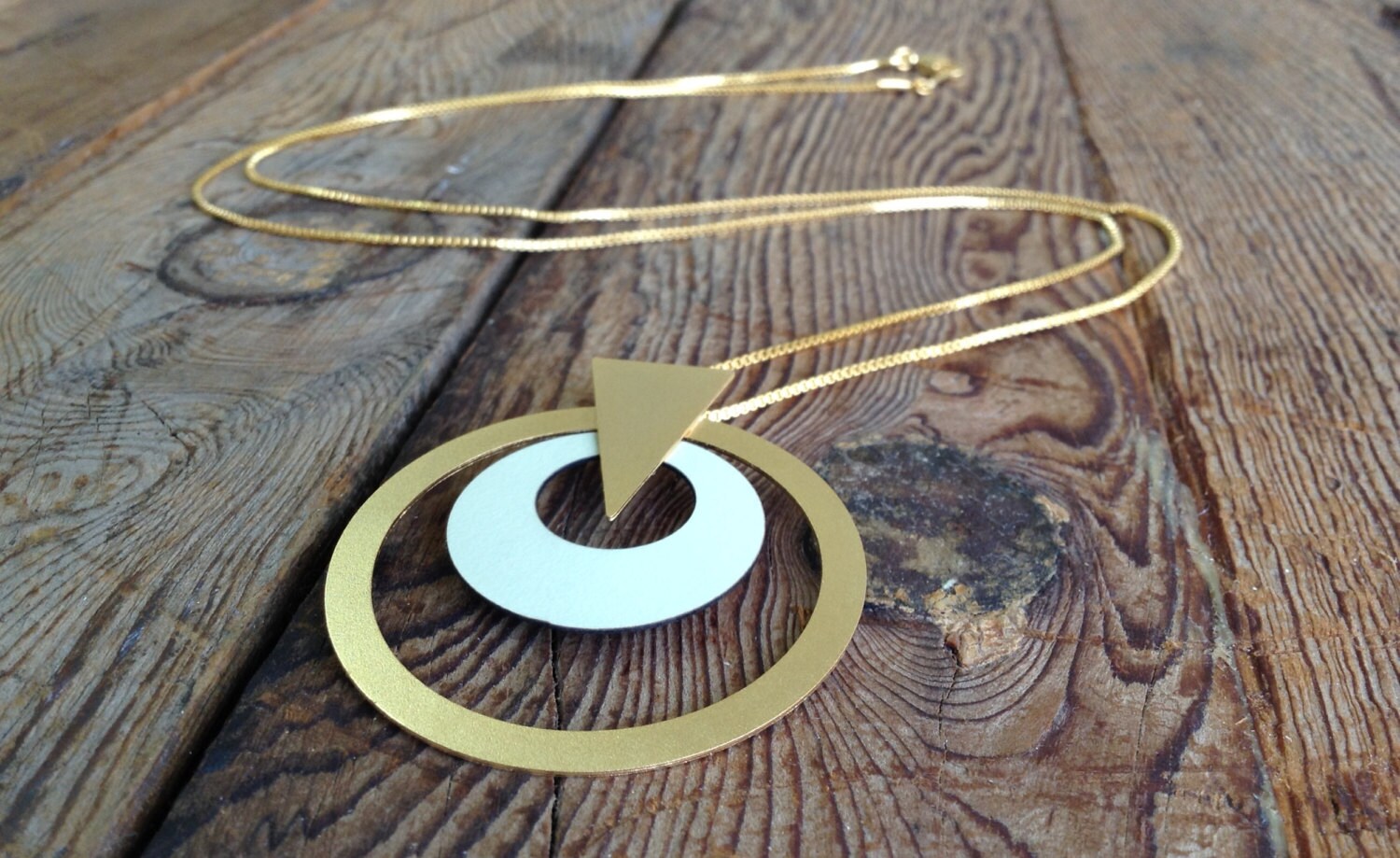 Mod Necklace, Long Necklace, Wood Jewelry, Geometric Necklace, Vintage ...