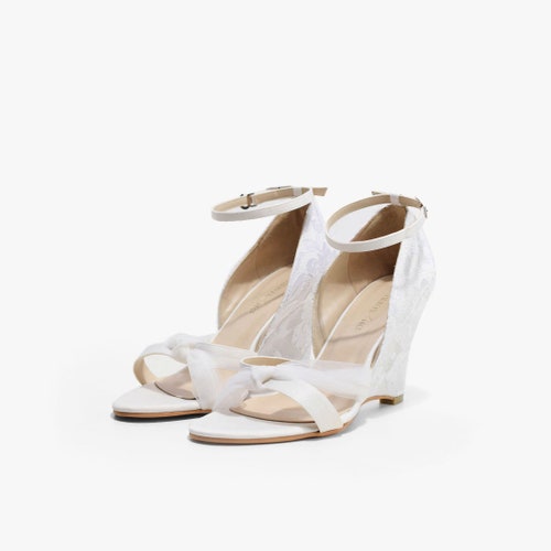 Ivory or White Lace Bridal Wedges - Etsy